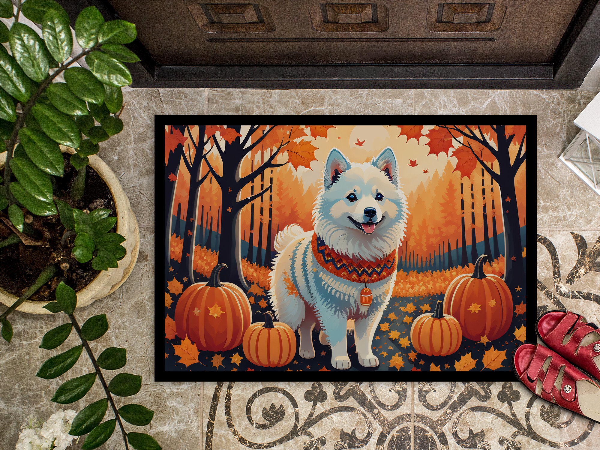 East Urban Home Nuris American Eskimo Non-Slip Indoor Outdoor Door Mat ...