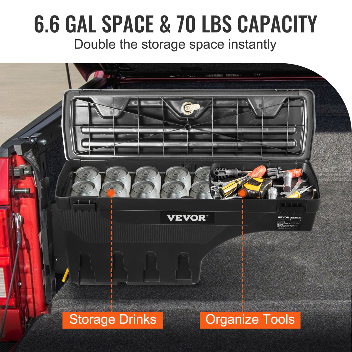 17 Stories Truck Bed Storage Box, Lockable Lid, Waterproof ABS Wheel ...