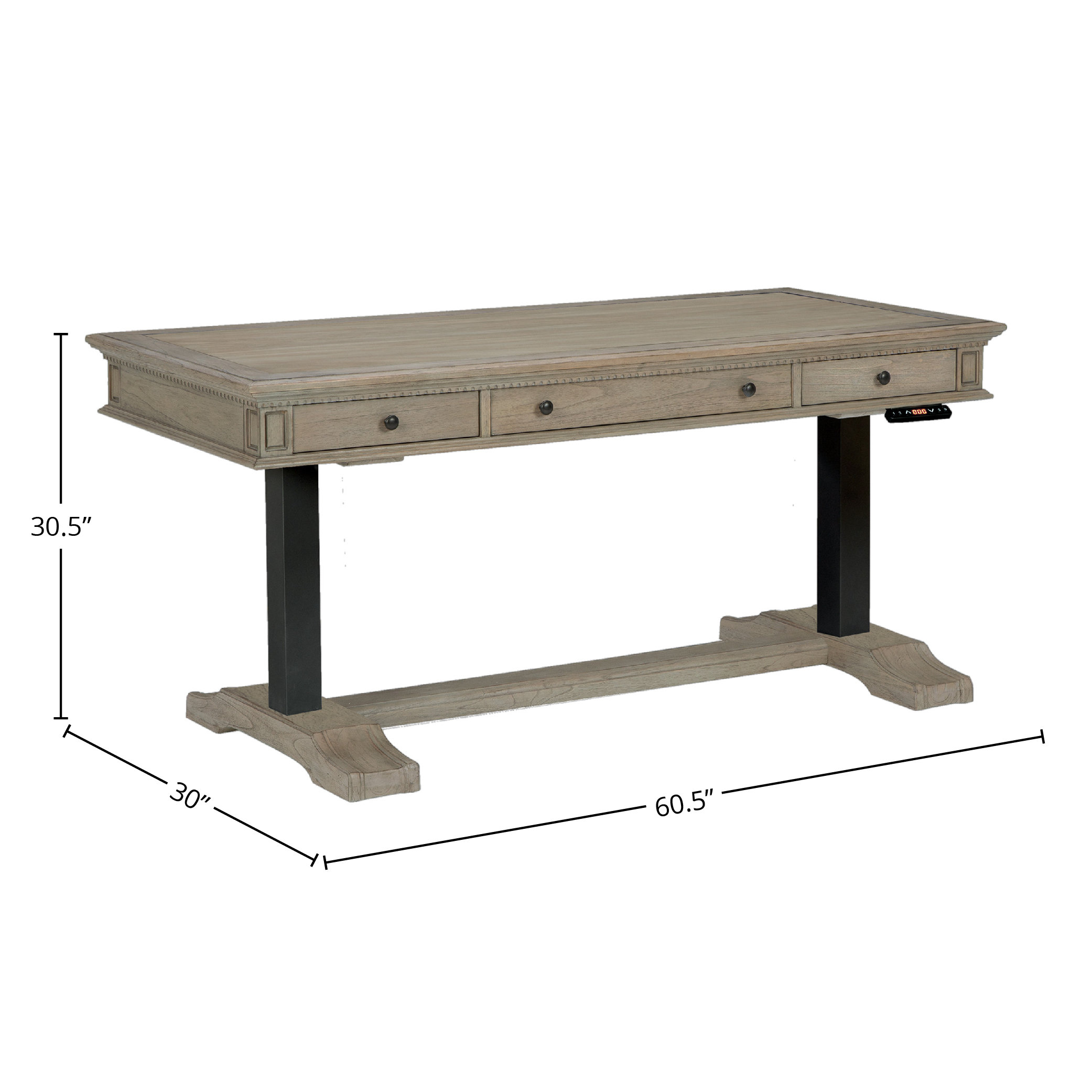 Darby Home Co Metro 60" Wide Wellington Estates Lift Desk, Driftwood ...