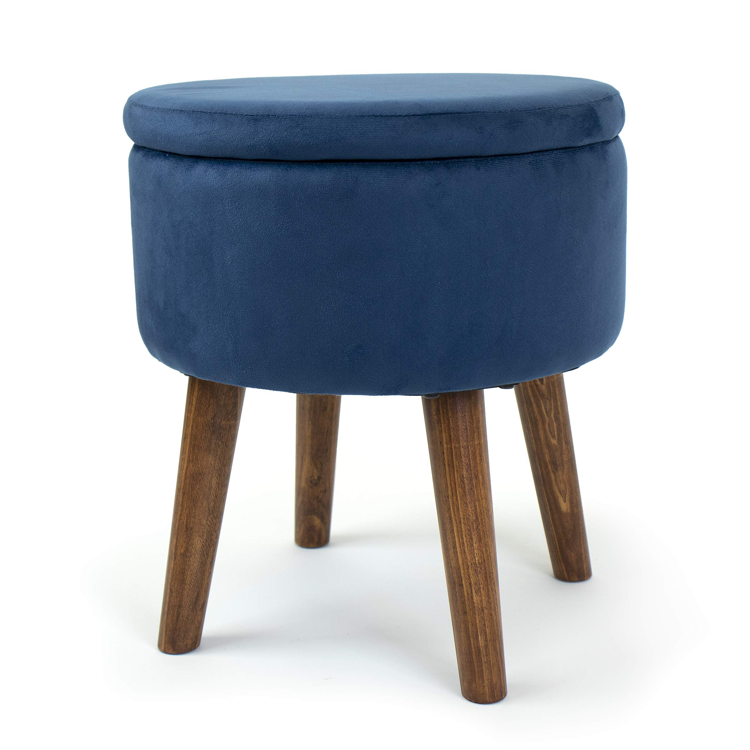 House of Hampton® Velour Round Storage Ottoman Footstool | Wayfair