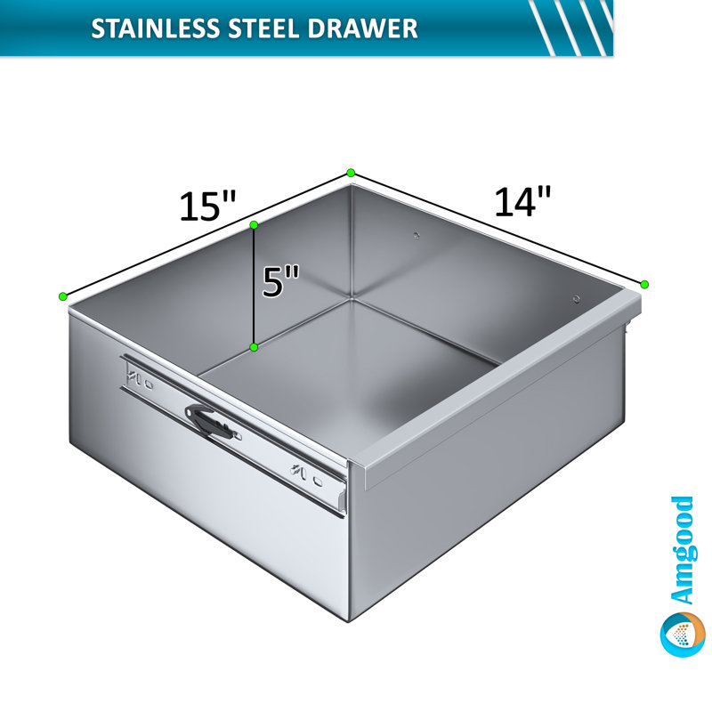 Amgood 15 in. x 14 in. x 5 in. Stainless Steel Table Drawer | Wayfair