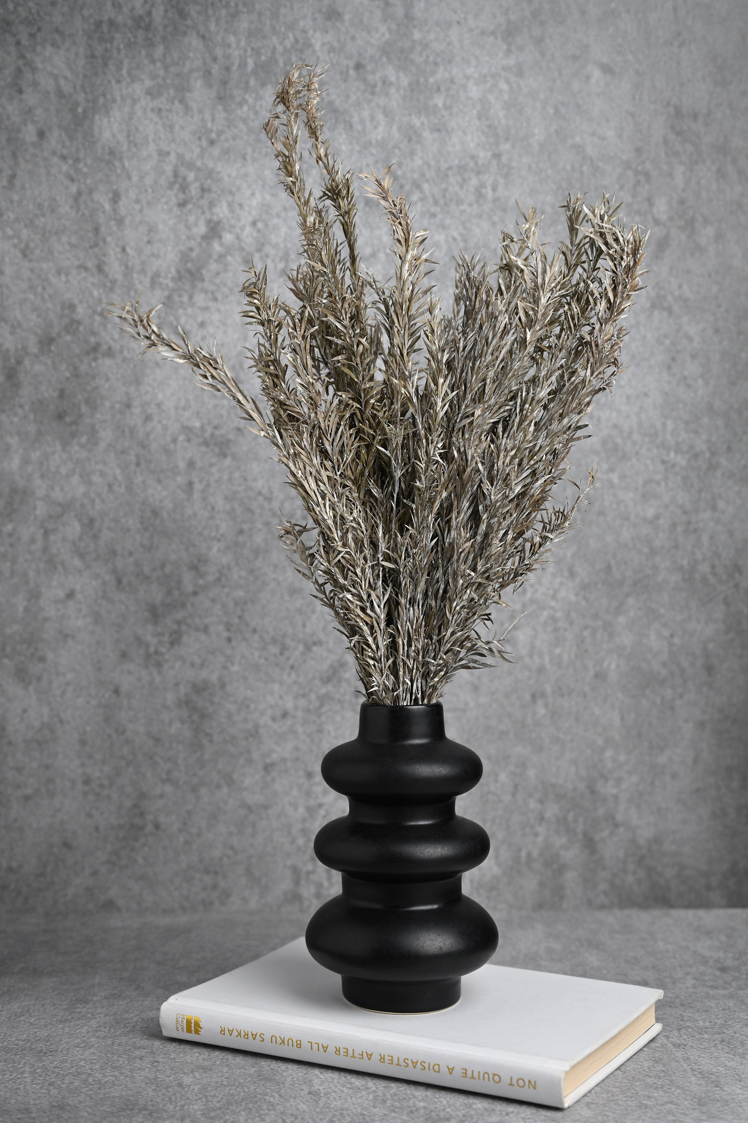 Primrue Exotic Tray White Wash Bunch Of Dried Plants | Wayfair