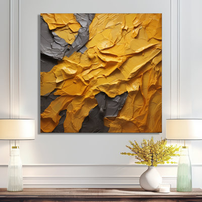 Design Art Vibrant Solstice Mustard Yellow - Abstract Wall Art For ...