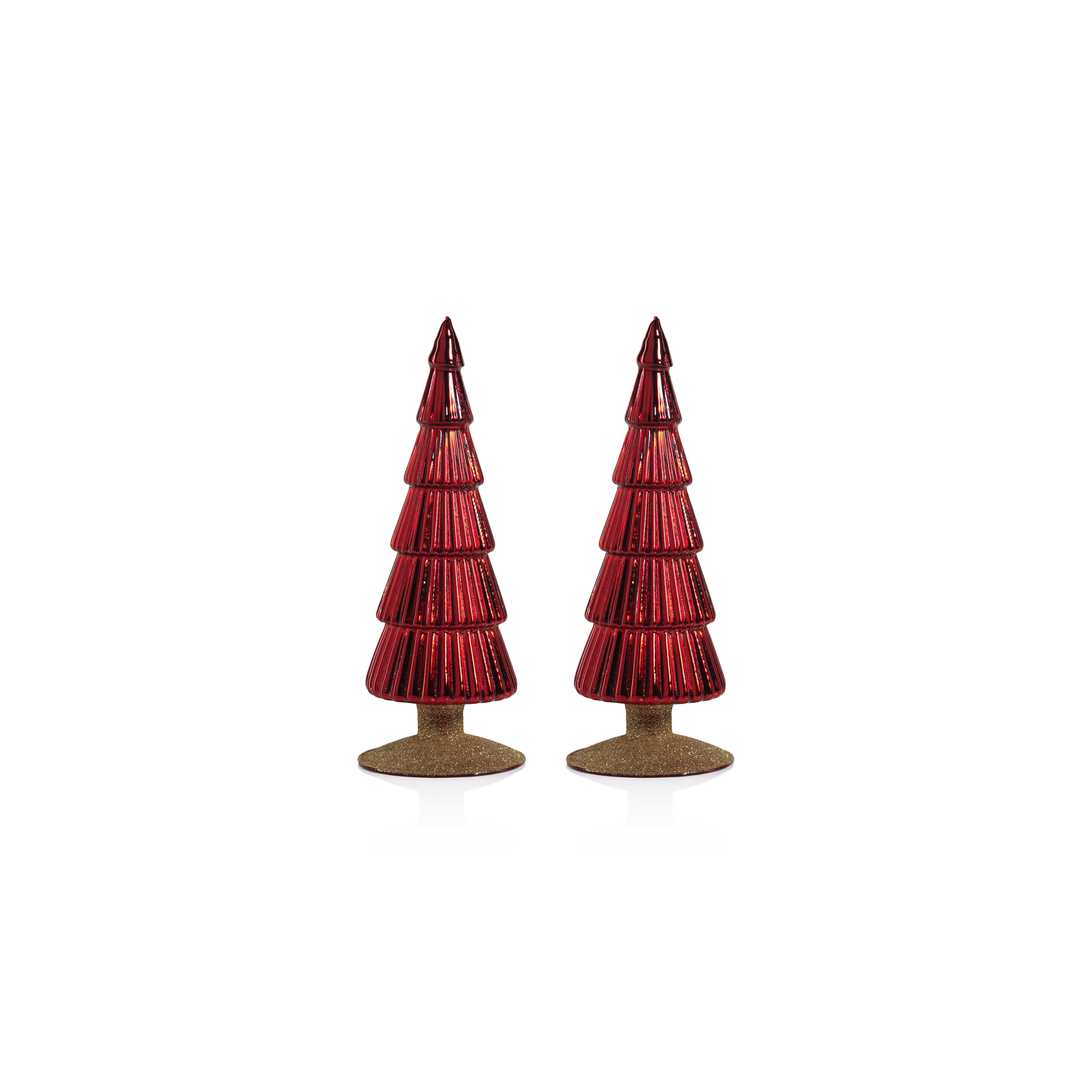 The Holiday Aisle® Dembe Classic Red Glass Tree on Gold Glitter Base ...