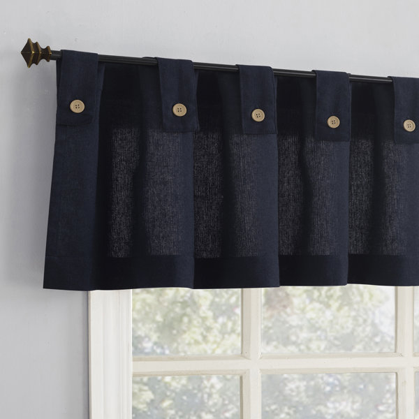 Ebern Designs Zaybree Cotton Blend Button Tab Top Cafe Curtain Valance ...