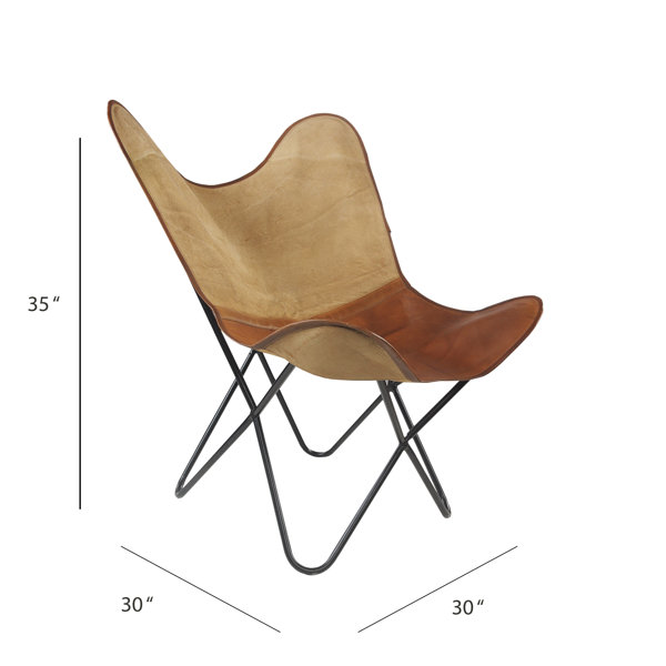 Arlmont & Co. Floral Canvas And Leather Butterfly Chair & Reviews | Wayfair