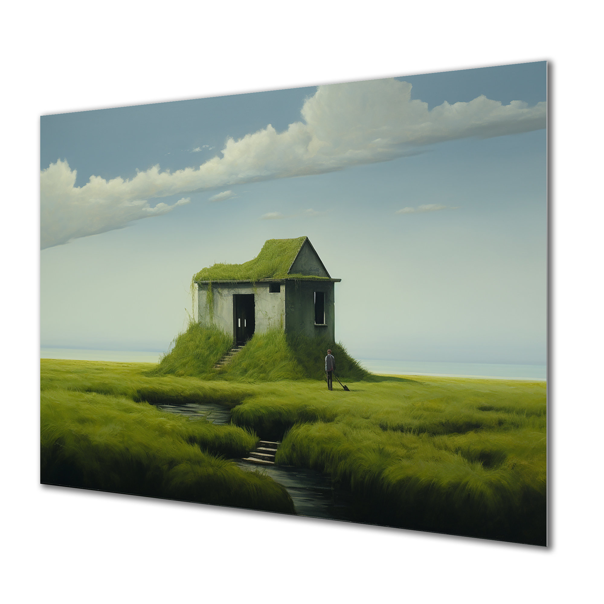 Winston Porter Deserted Country House Green Nostalgia - Landscape Wall ...