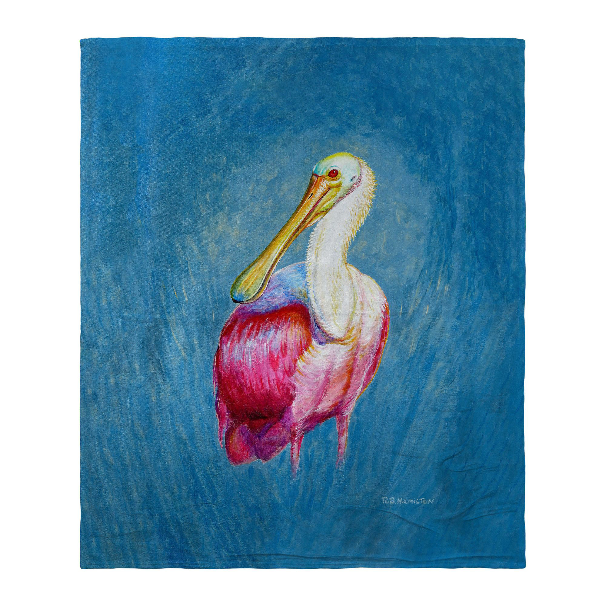 Betsy Drake Interiors Spoonbill Portrait Silk-Touch Throw | Wayfair