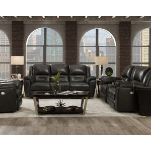 Southern Motion Pandora 81" Genuine Leather Pillow Top Arm Reclining ...