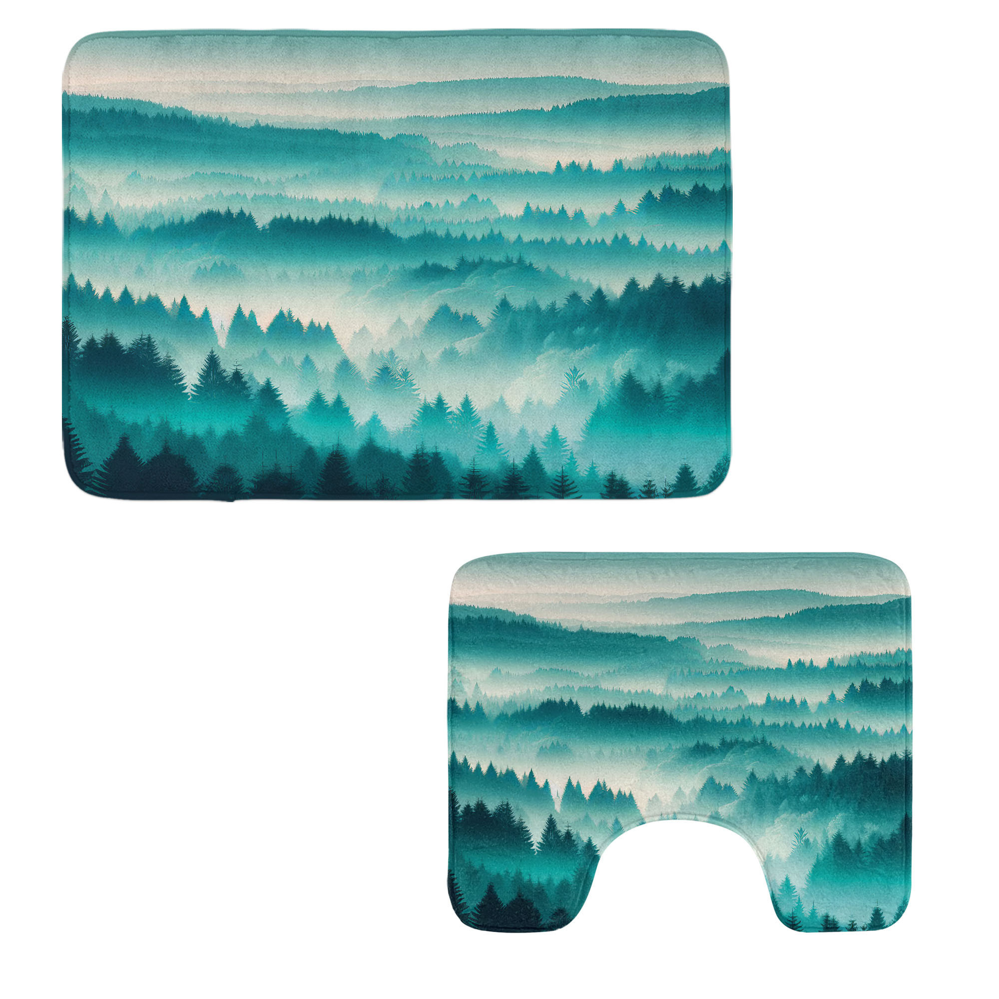 East Urban Home Turquoise Bathroom Rug Set 2 Pieces Rectangle & Contour ...