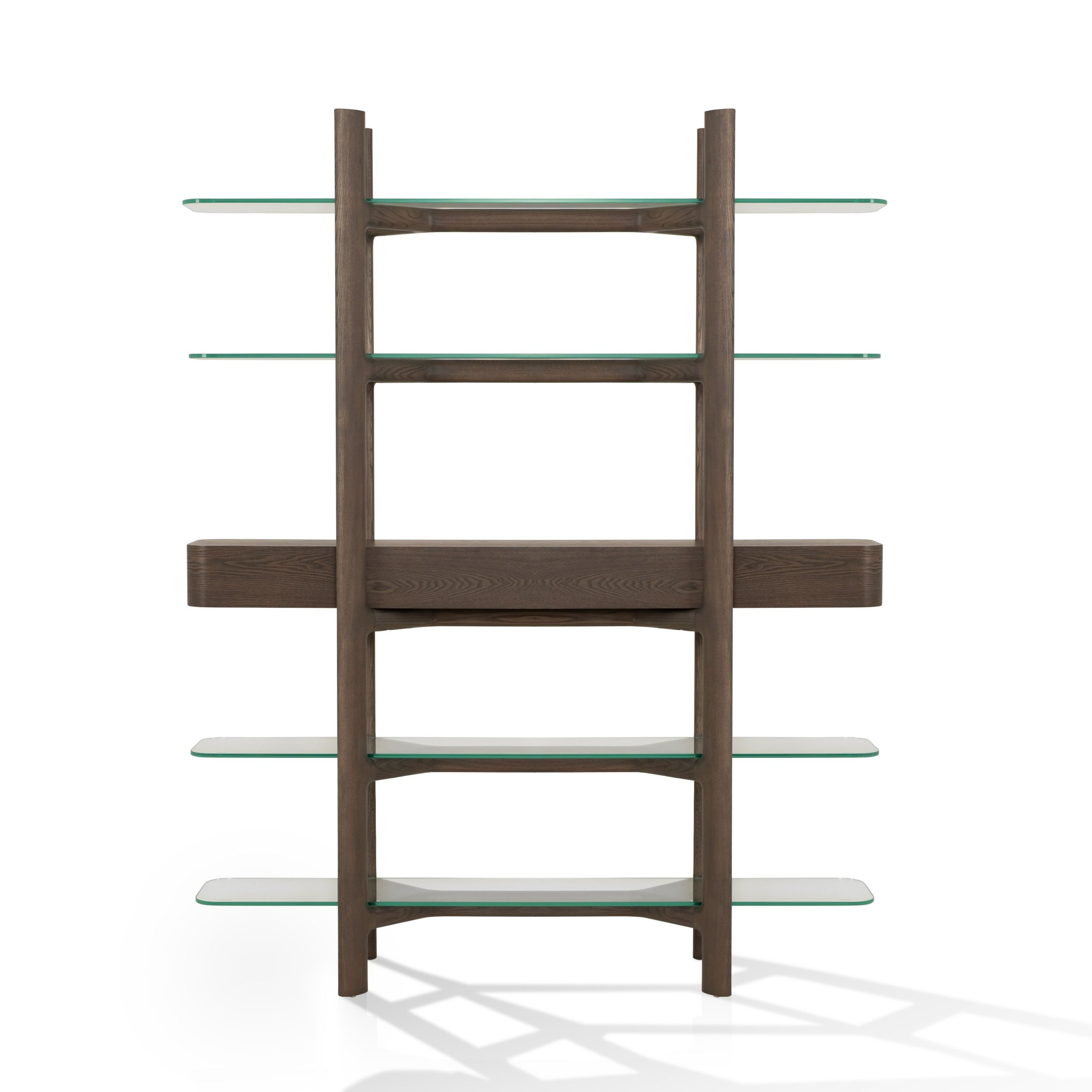 Orren Ellis Rinaldi - Mid-century Modern Grey Ash + Glass Bookshelf ...