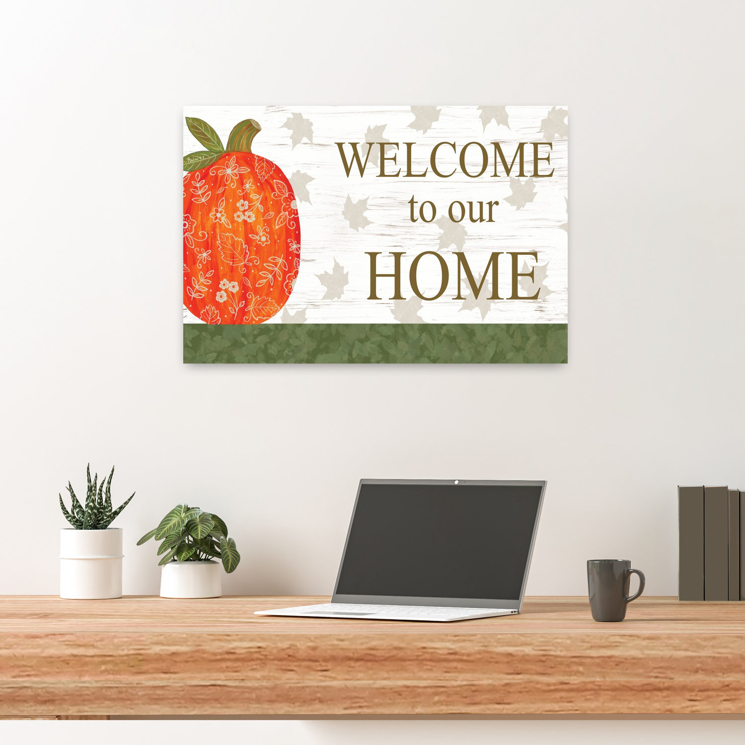 Ophelia & Co. Welcome To Our Home Pumpkin Abstract Contemporary ...