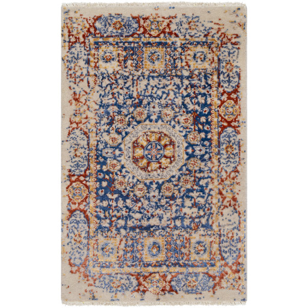 Surya Ivorine Traditional Navy, Burnt Orange Area Rug | Perigold