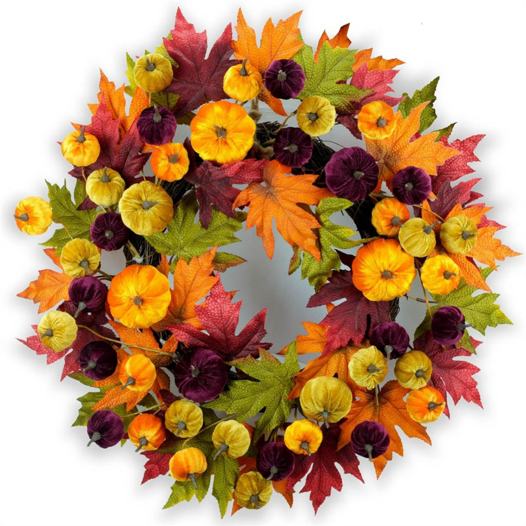 Ophelia & Co. Fall Wreath, Artificial Autumn Wreath With Green Maple ...