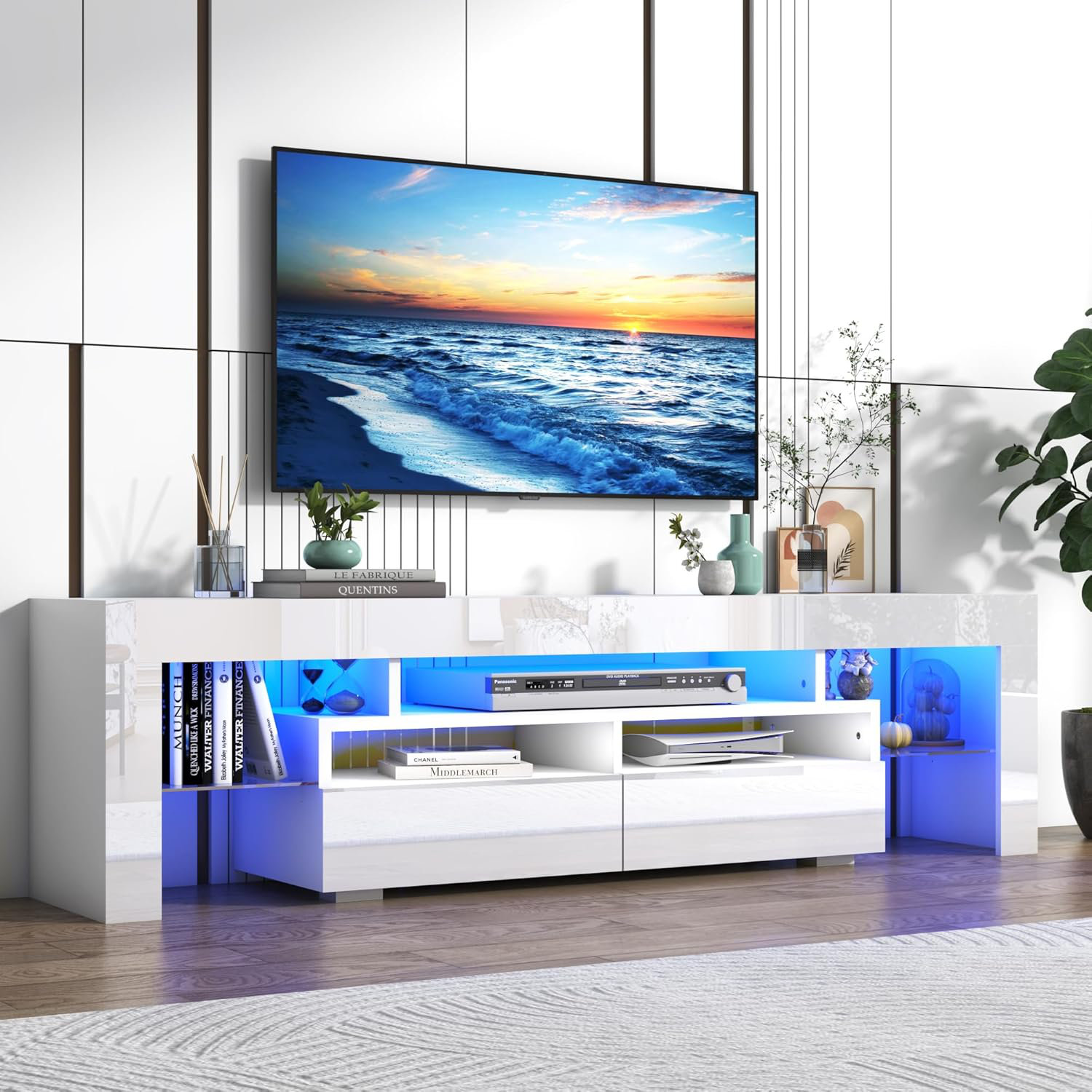 Ivy Bronx Modern LED TV Stand,12 Colours LED TV Stand with Remote ...