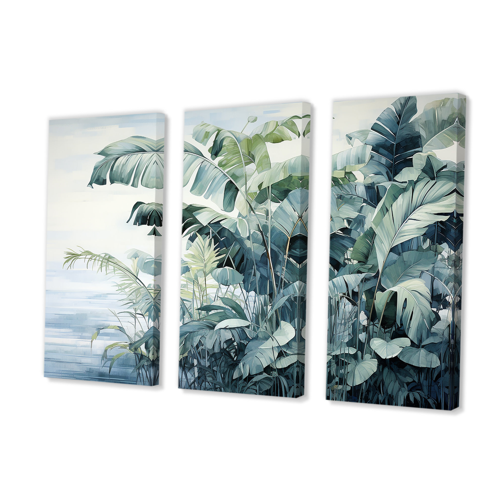 Design Art Watercolor Tropcial Plam Tree Collage I - Coastal Tropical ...