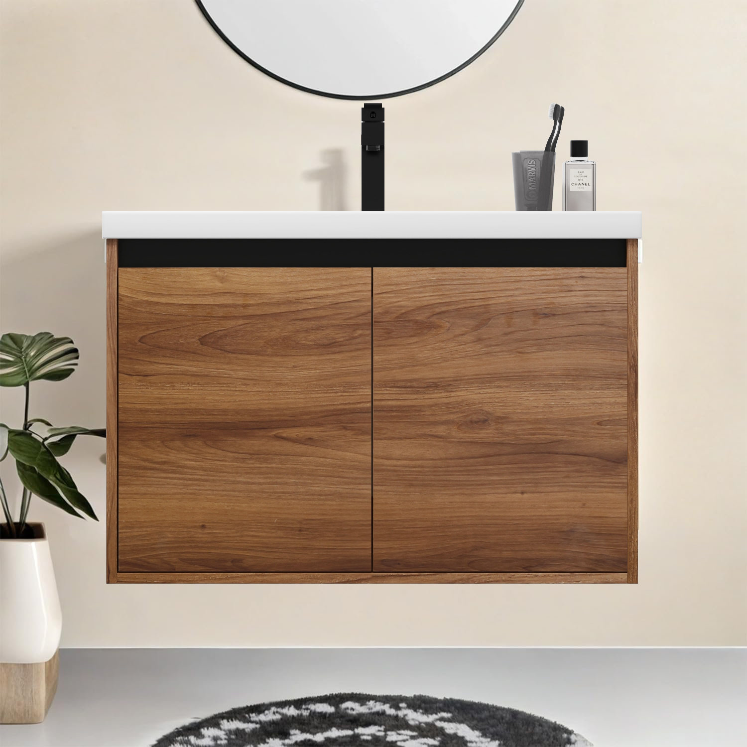 Ebern Designs Vanity with Resin Countertop Sink and 2 Doors for ...
