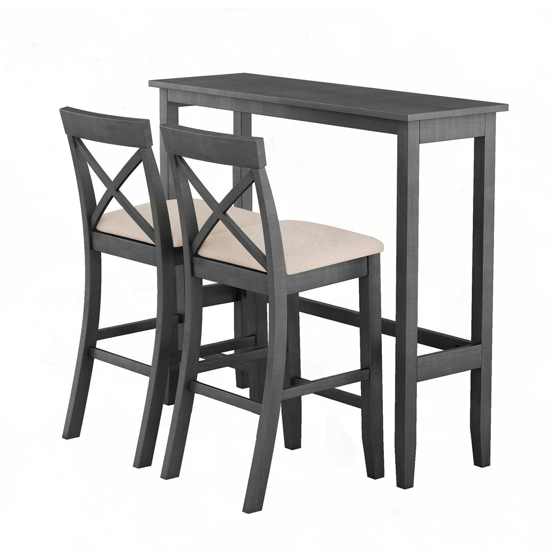 Gracie Oaks 3PCS 48" Rectangular Wood Bar Height Dining Set | Wayfair