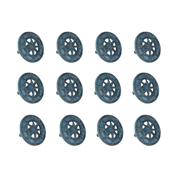 Zeckos Set Of 12 Light Blue Cast Iron Compass Rose Drawer Pulls Cabinet ...