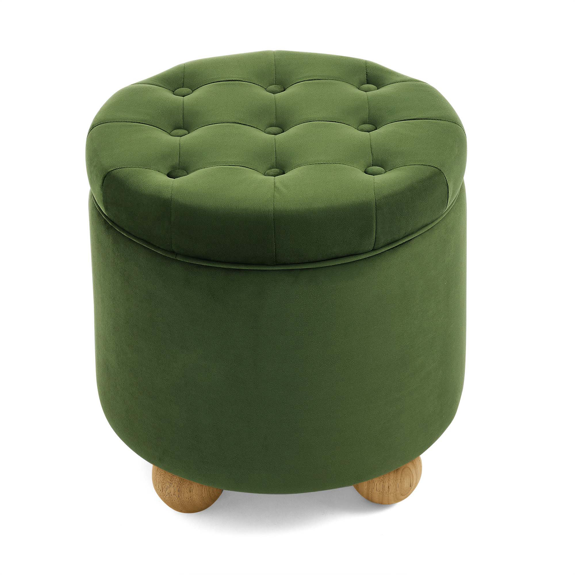 Winston Porter Round Storage Ottoman, Multi-Functional Round Linen ...