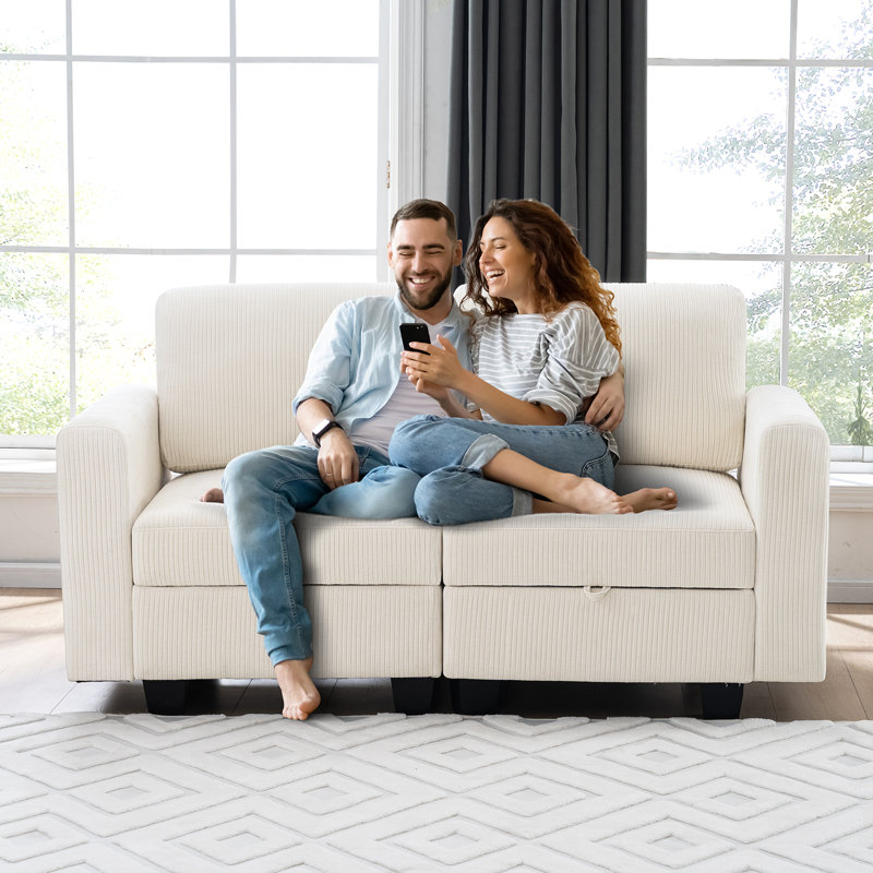 Ebern Designs Jerud Square Arm Modular Loveseat | Wayfair