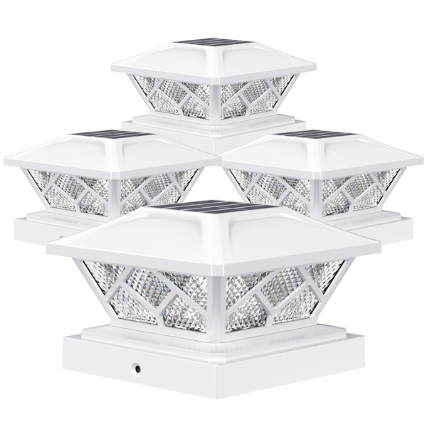 LETMY Solar Powered Integrated LED Fence Post Cap Light 3.5 In X 3.5 In ...