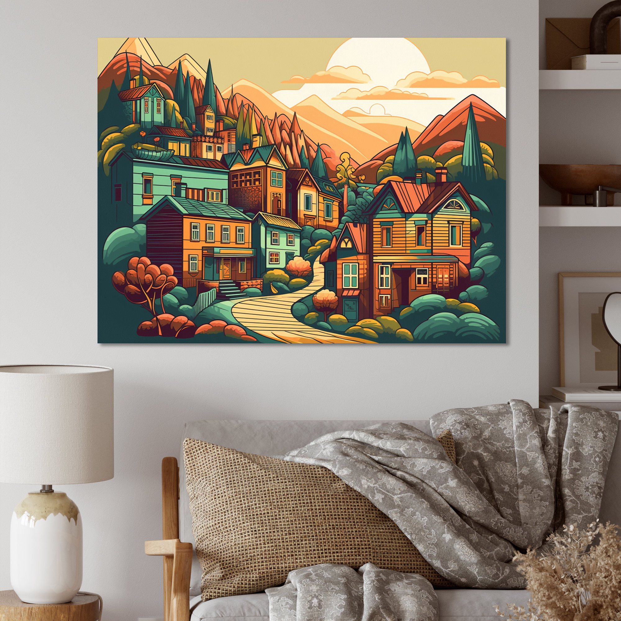 Red Barrel Studio® Small Town Village V - Landscape Modern Wall Art ...