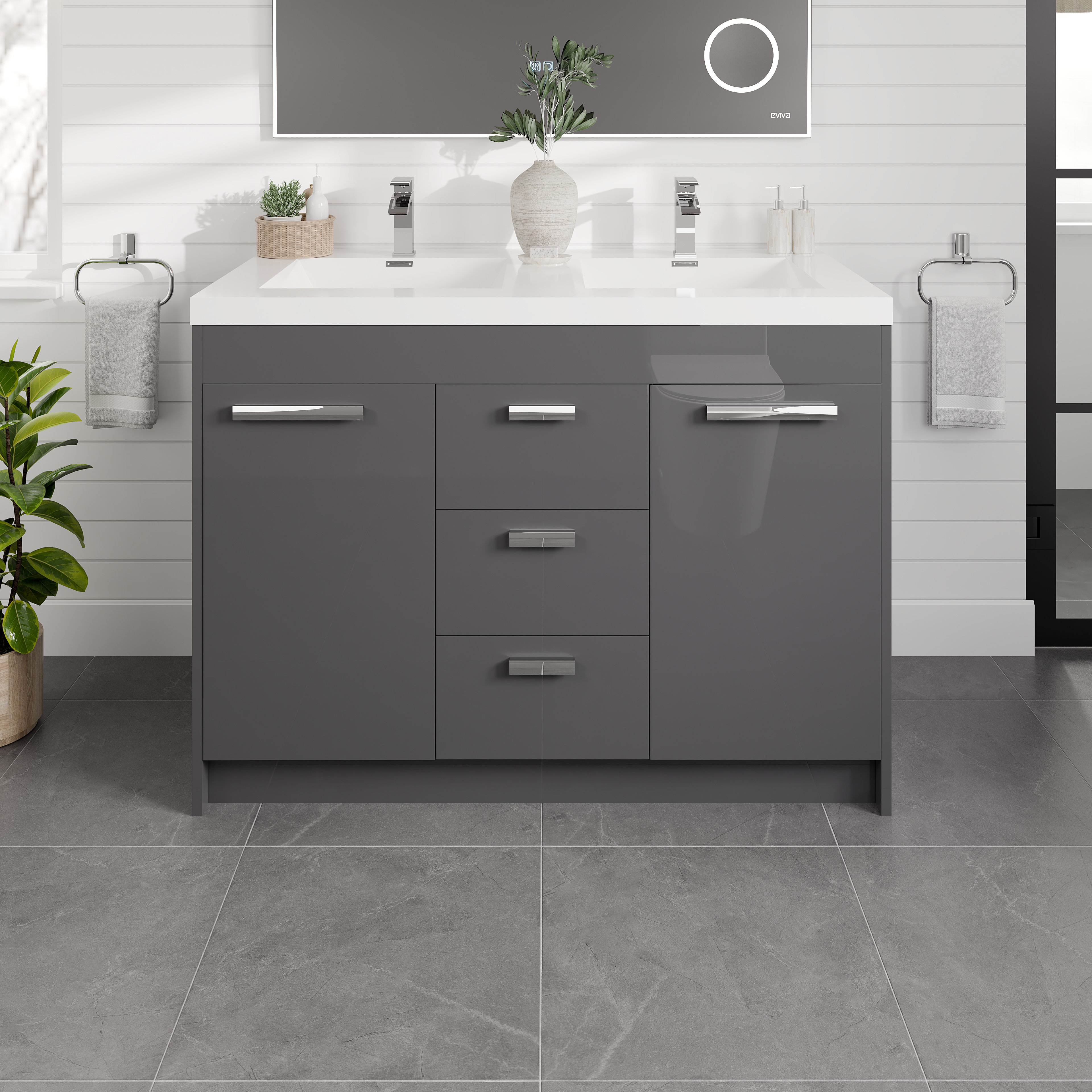 Wade Logan® Wauconda 48"W x 20"D Gray Vanity with Acrylic Vanity Top ...