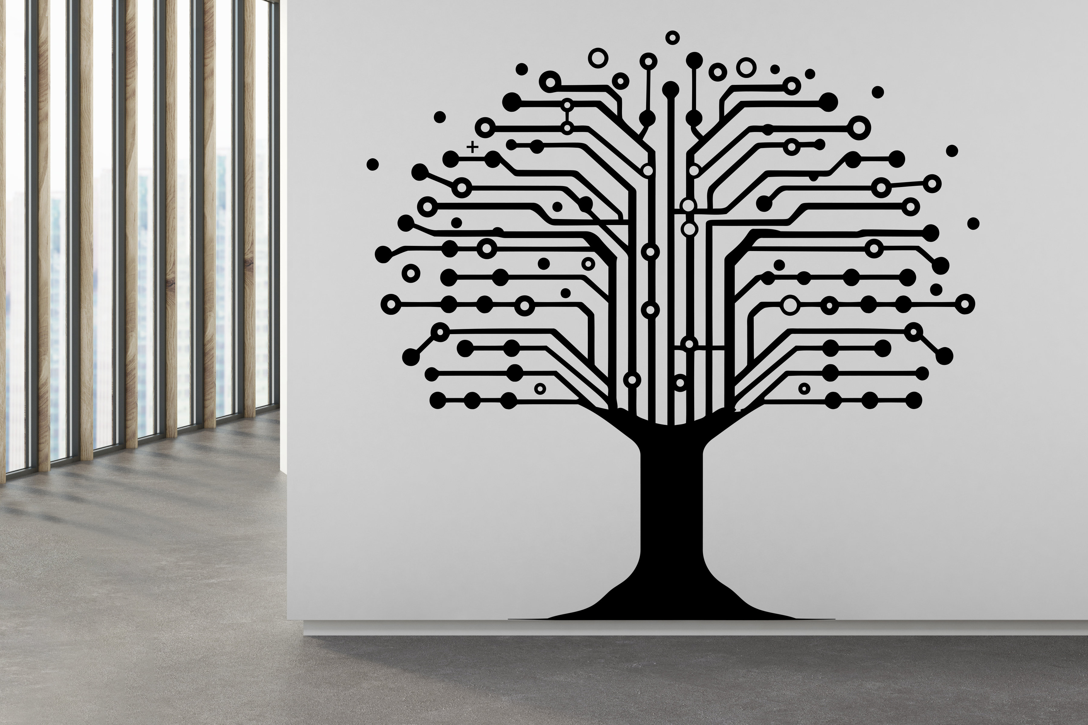 Stickalz Circuit Tree Wall Decal, Technology Vinyl Wall Art Decal ...
