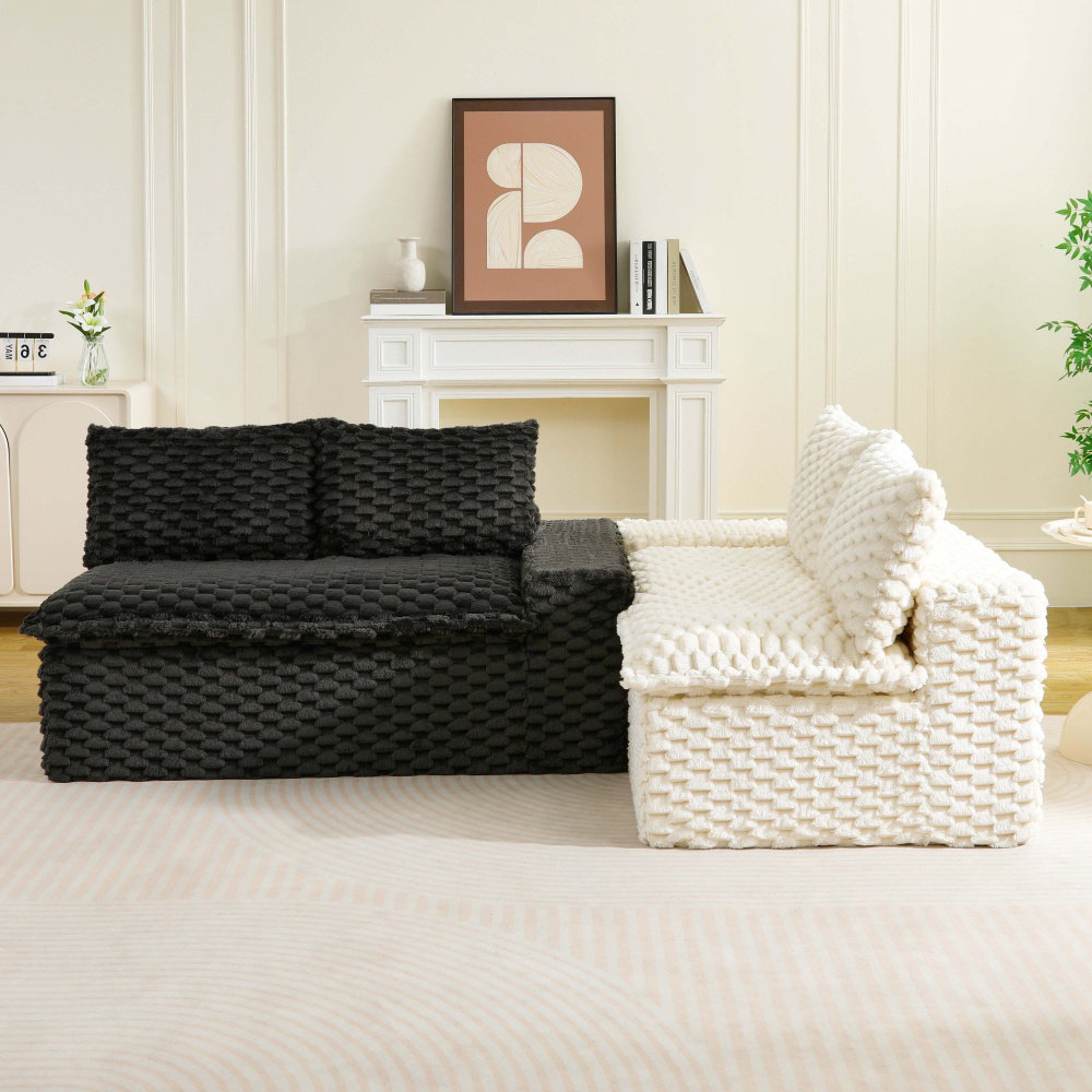 Mercer41 4-person Multifunctional Color-block Turtle Velvet Sofa ...