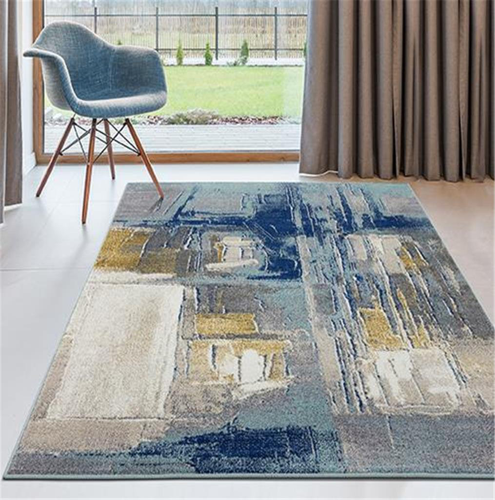Wrought Studio Bellicent Abstract Power Loom Blue Rug | Wayfair