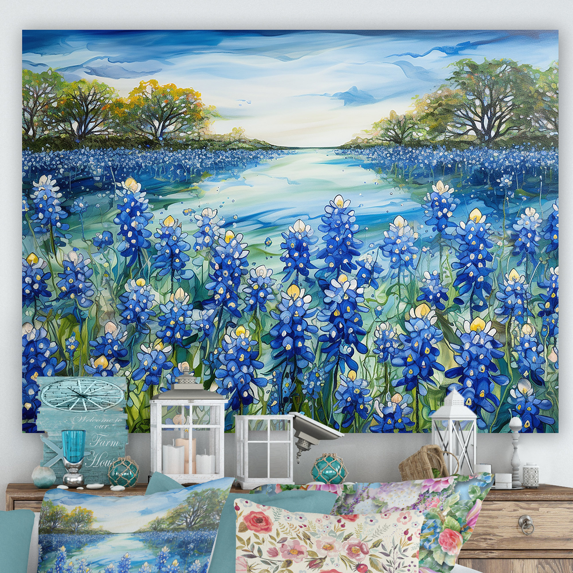 Winston Porter Calming Blue Bonnets Floral Field I - Flower Field ...