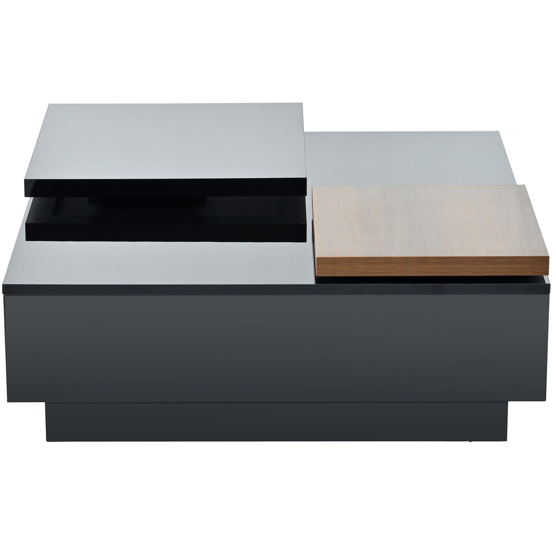 Banior Contemporary Coffee Table, 4 Hidden Storage Drawers, High Gloss ...