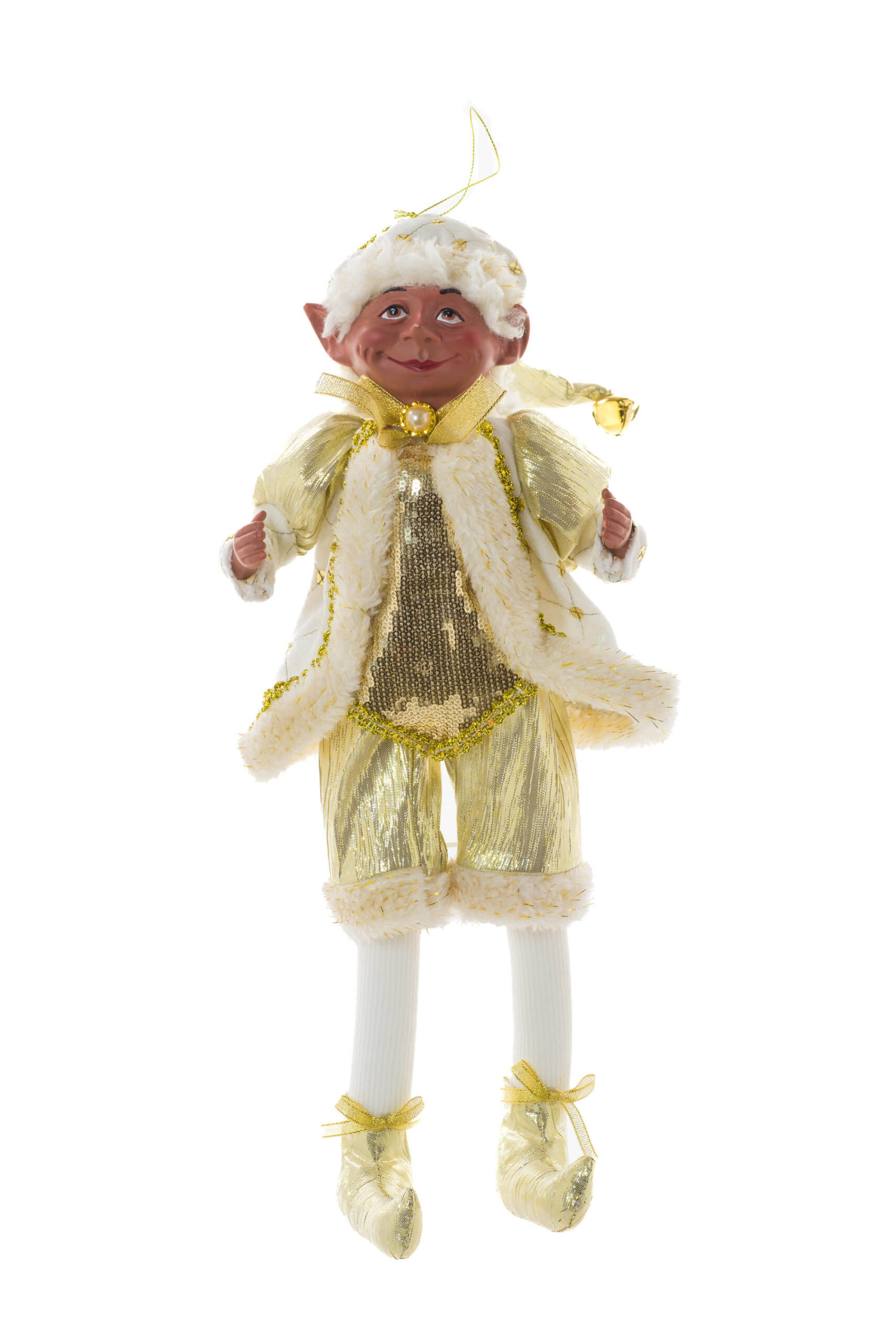 The Holiday Aisle® White/Gold Fabric Hangable Dapper Elf with Adjustable Legs - Wayfair Canada
