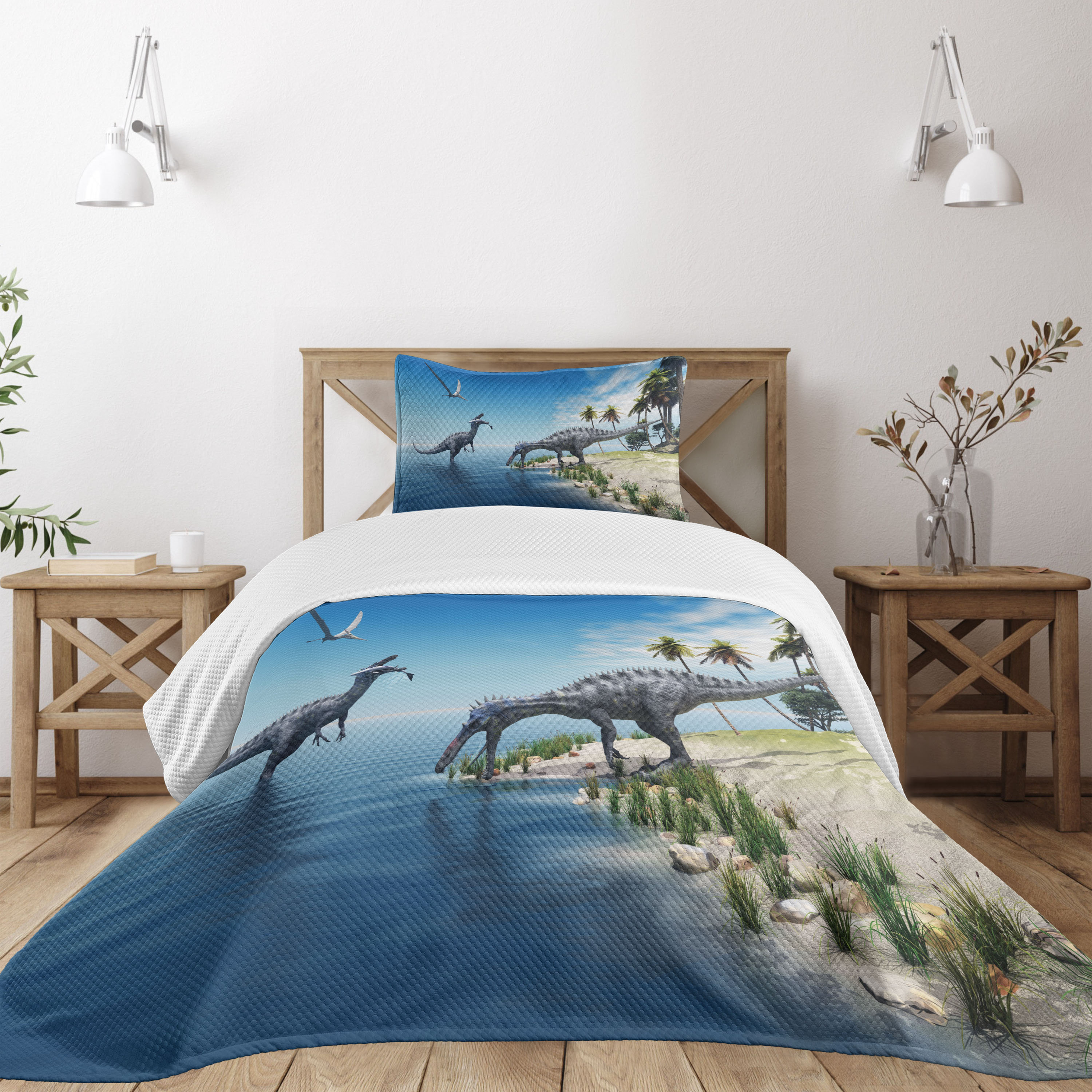 Ambesonne Animal Bedspread Wild Suchomimus Dinosaur | Wayfair