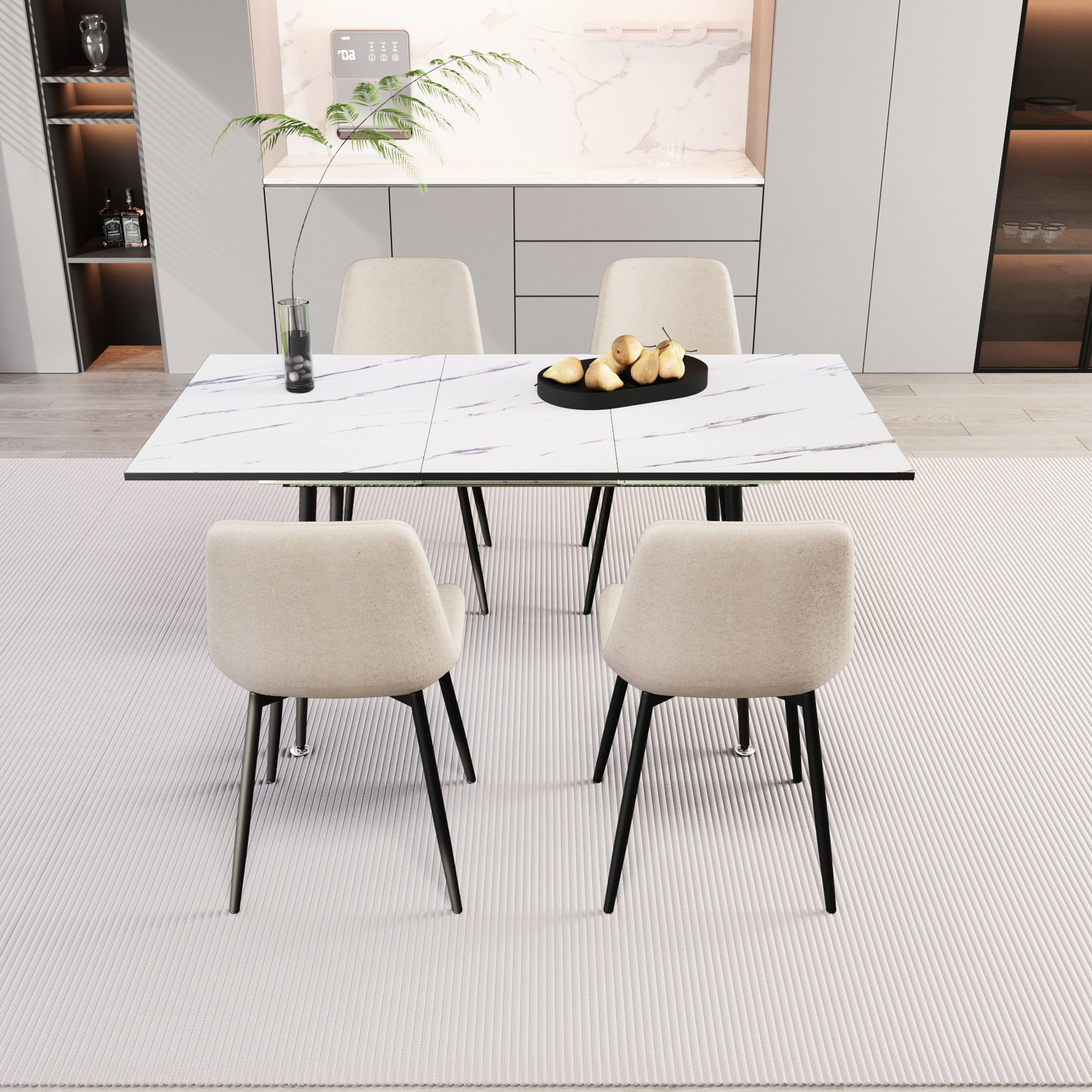 George Oliver 47"-63" Extendable Dining Table And Chair , , 2-6 People ...