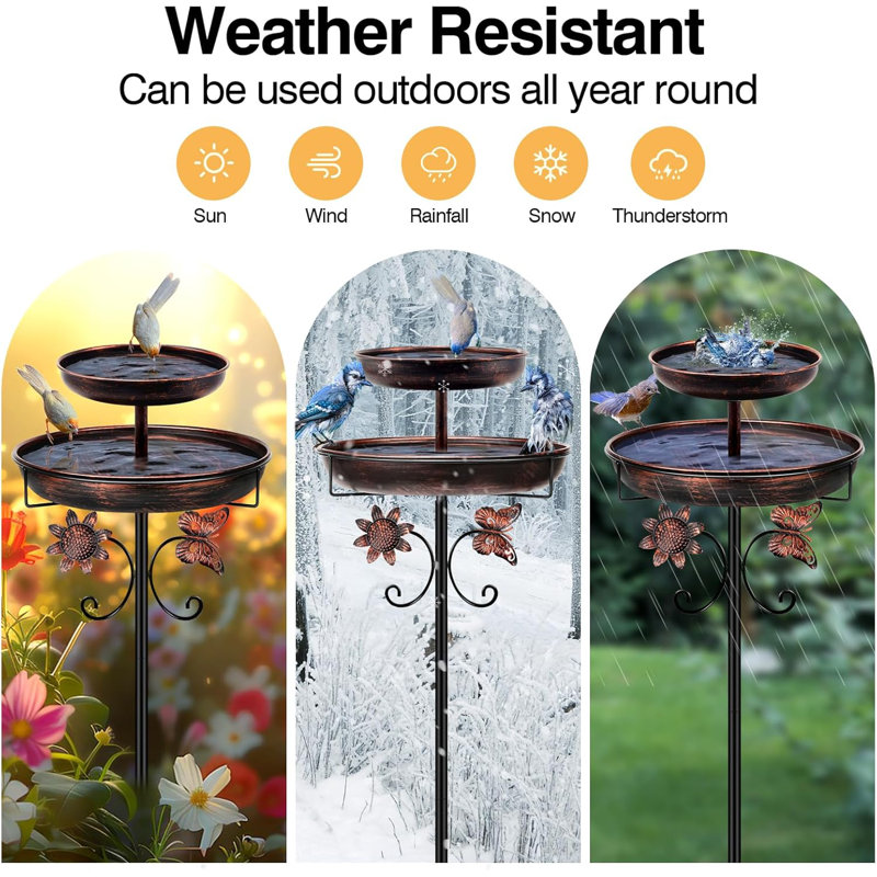 Lark Manor™ Blerton Metal Birdbath | Wayfair