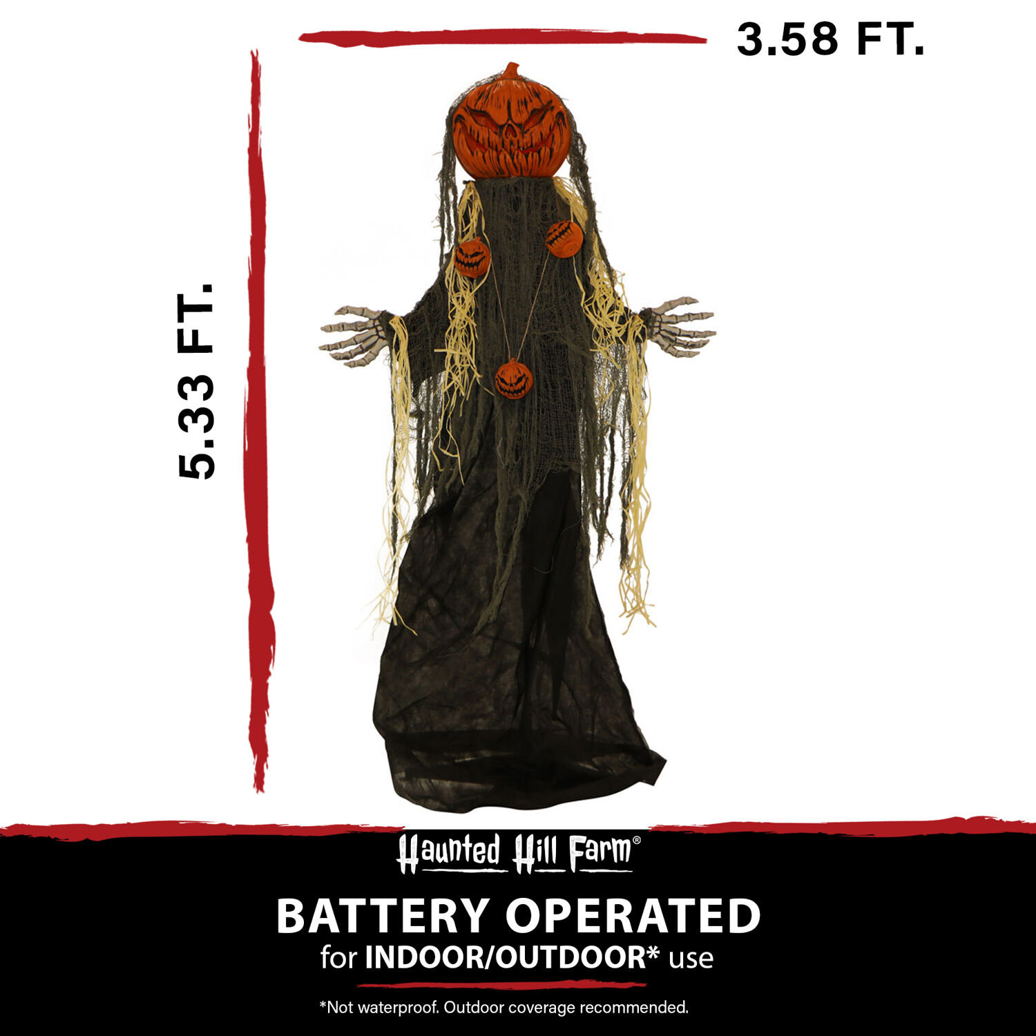 Haunted Hill Farm Life-Size Scary Pumpkin Man Halloween Prop with ...