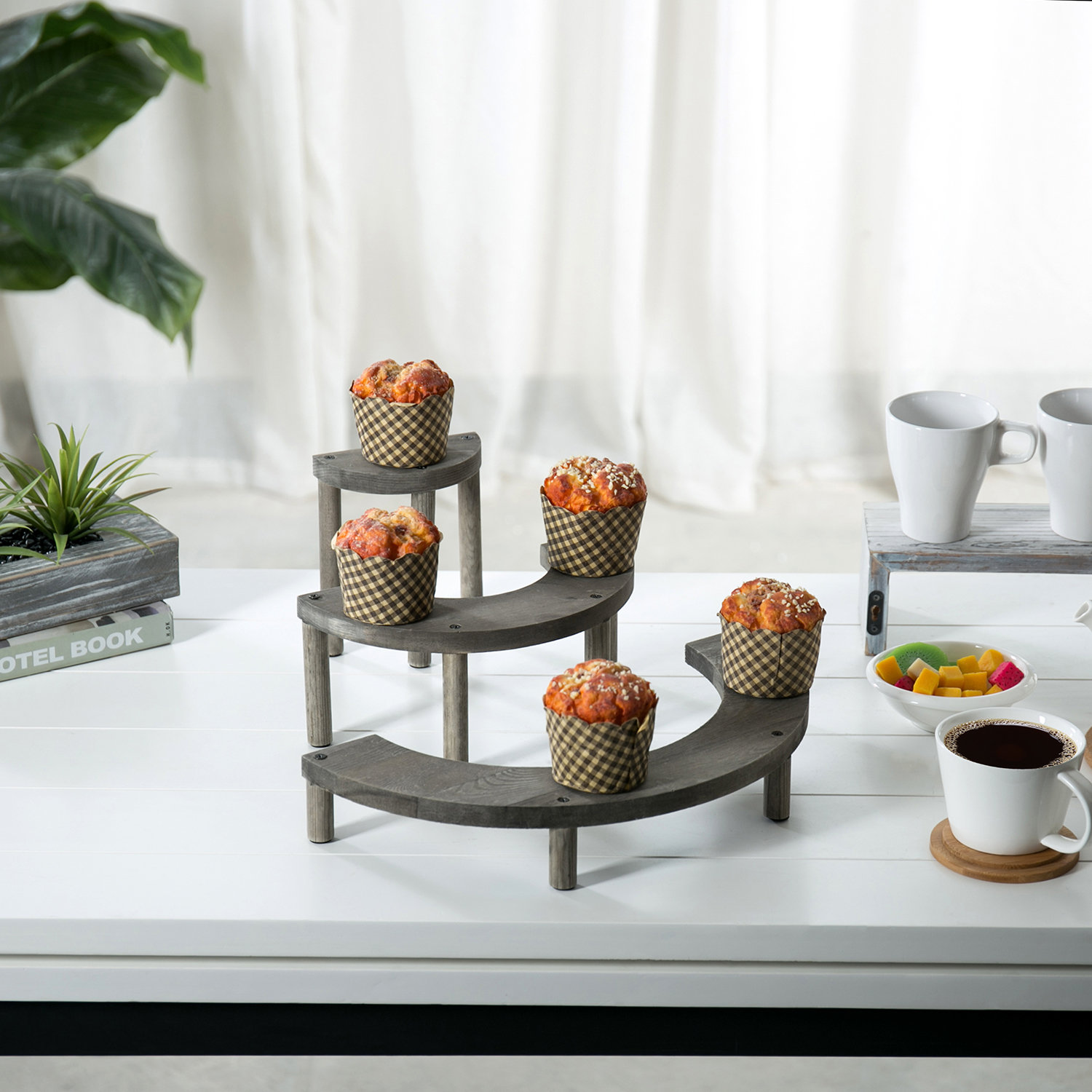 Millwood Pines Edgware Wood Cupcake Dessert Display Riser Stand | Wayfair