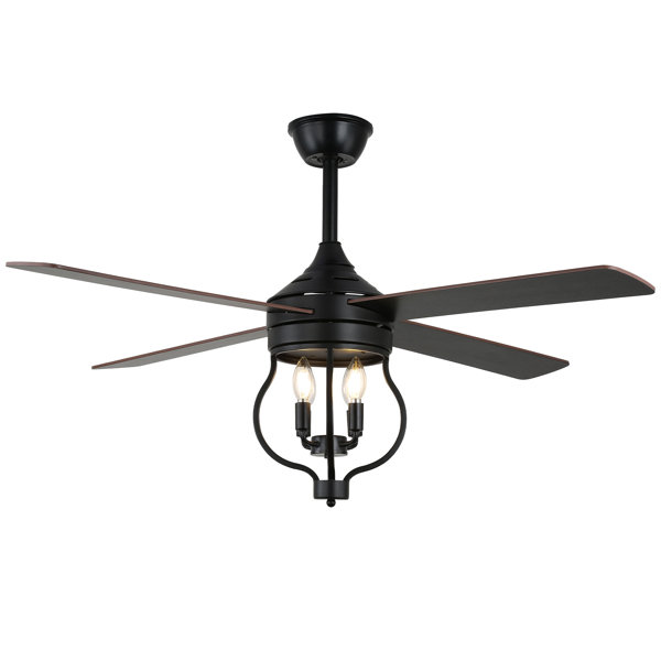 Williston Forge Kahliel 52" Black 4-Light Rustic Modern Ceiling Fan ...