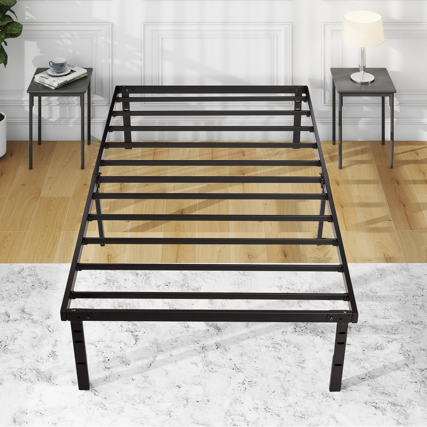 Ebern Designs Twin Size Bed Frame Metal Platform Sturdy Steel Frame, 14 ...