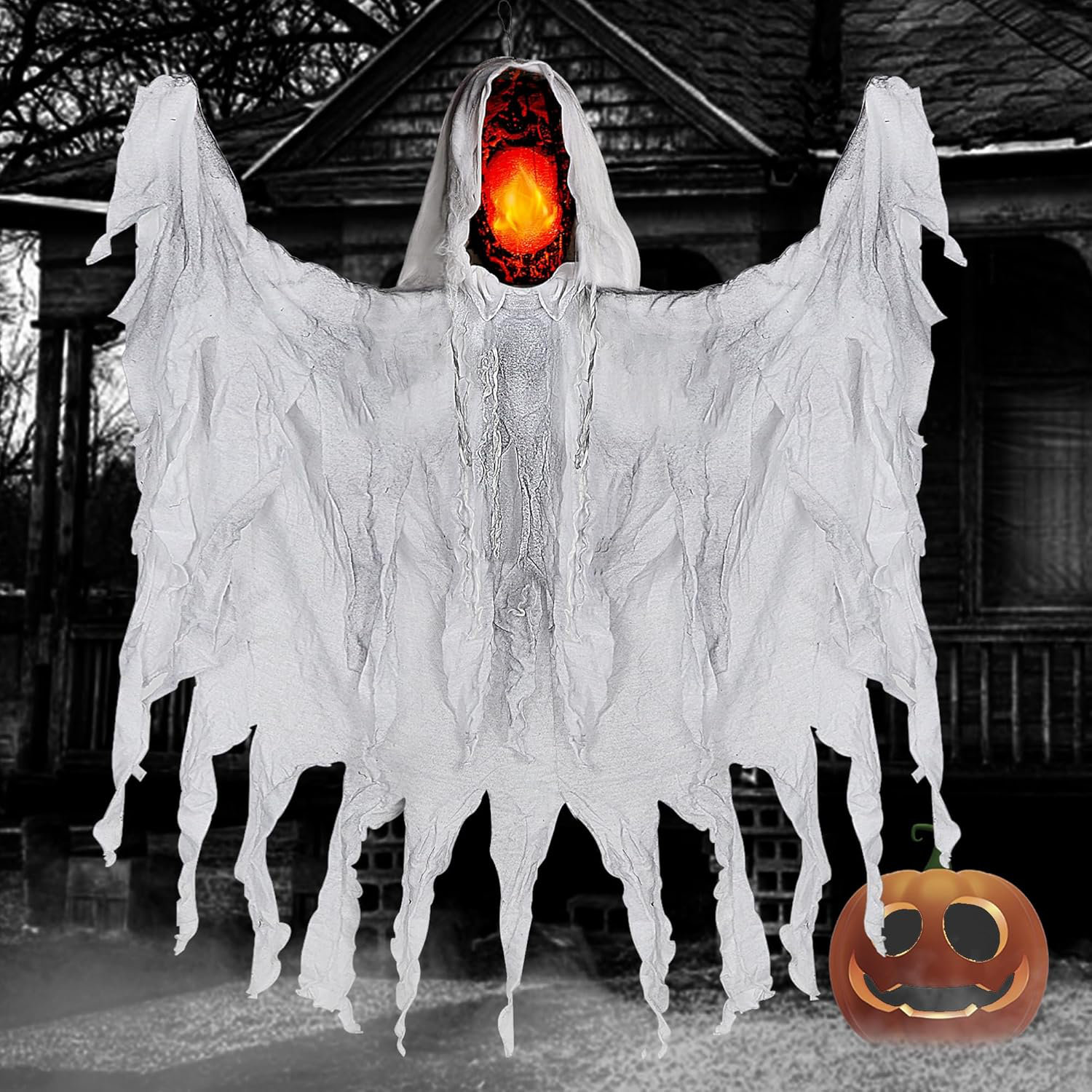 The Holiday Aisle® 55" Halloween Hanging Ghost Props Sound-Activated ...
