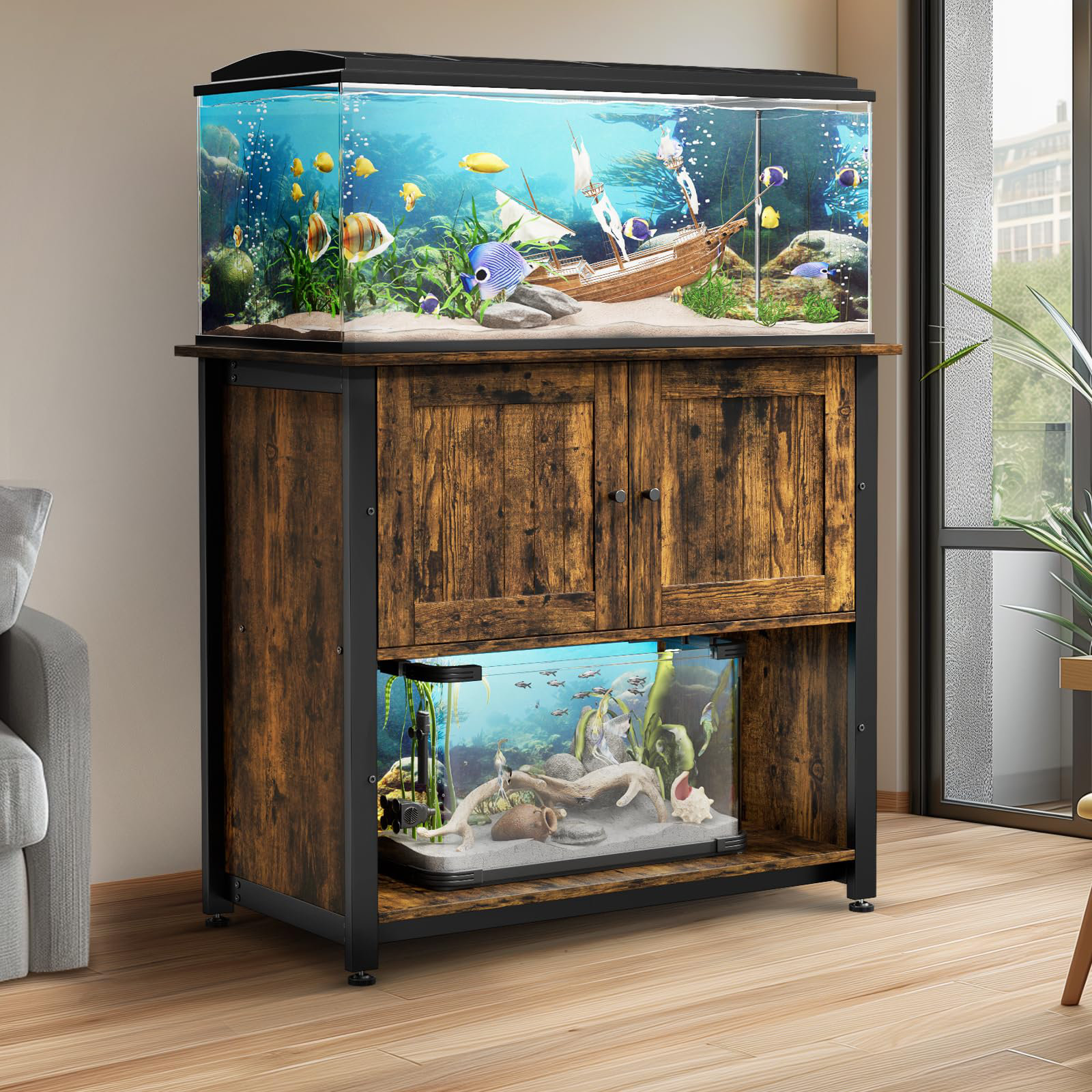 Tucker Murphy Pet™ 40-50 Gallon Fish Tank Stand With Cabinet, Reptile ...