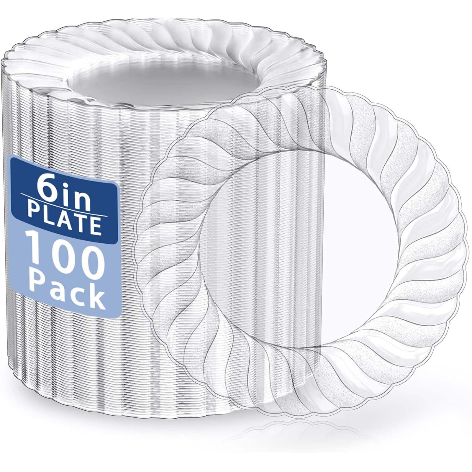 TUHOME FURNITURE LLC 100Pcs Clear Plastic Plates, Dessert Plates ...