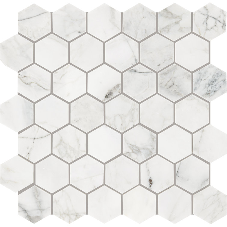 Daltile Natural Stone Marble Venetian Calacatta 2" Hexagon Mosaic ...