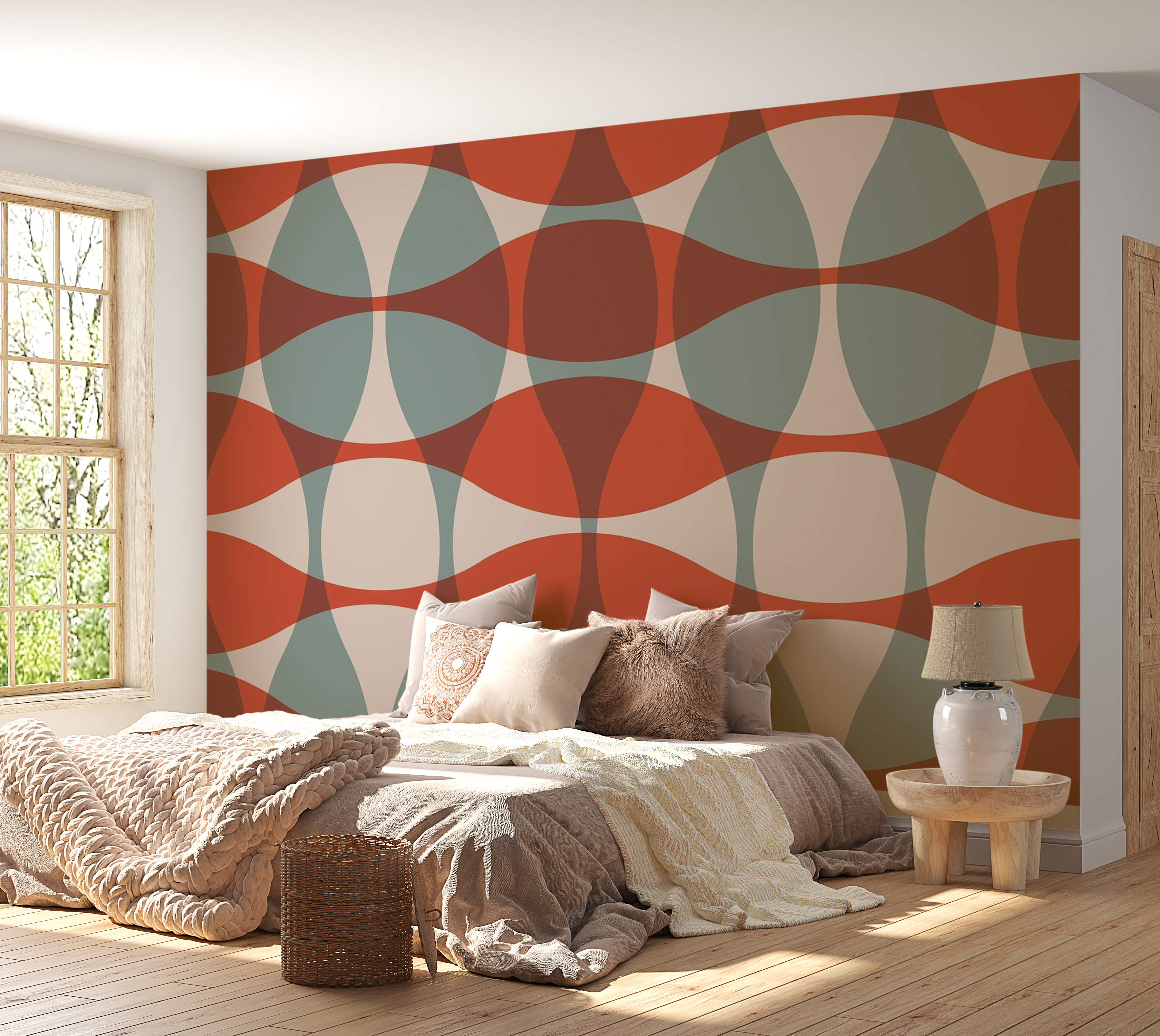 Corrigan Studio® Premium Wallpaper Wall Mural - Retro Geometric Shapes ...