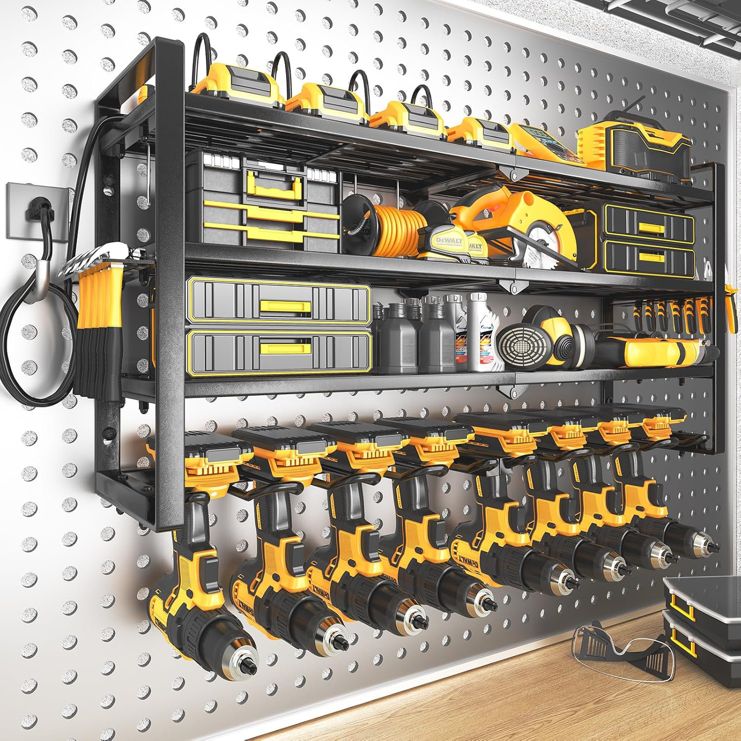 Hokku Designs Power Tool Organizer With Charging Station - 8 Outlets, 8 ...