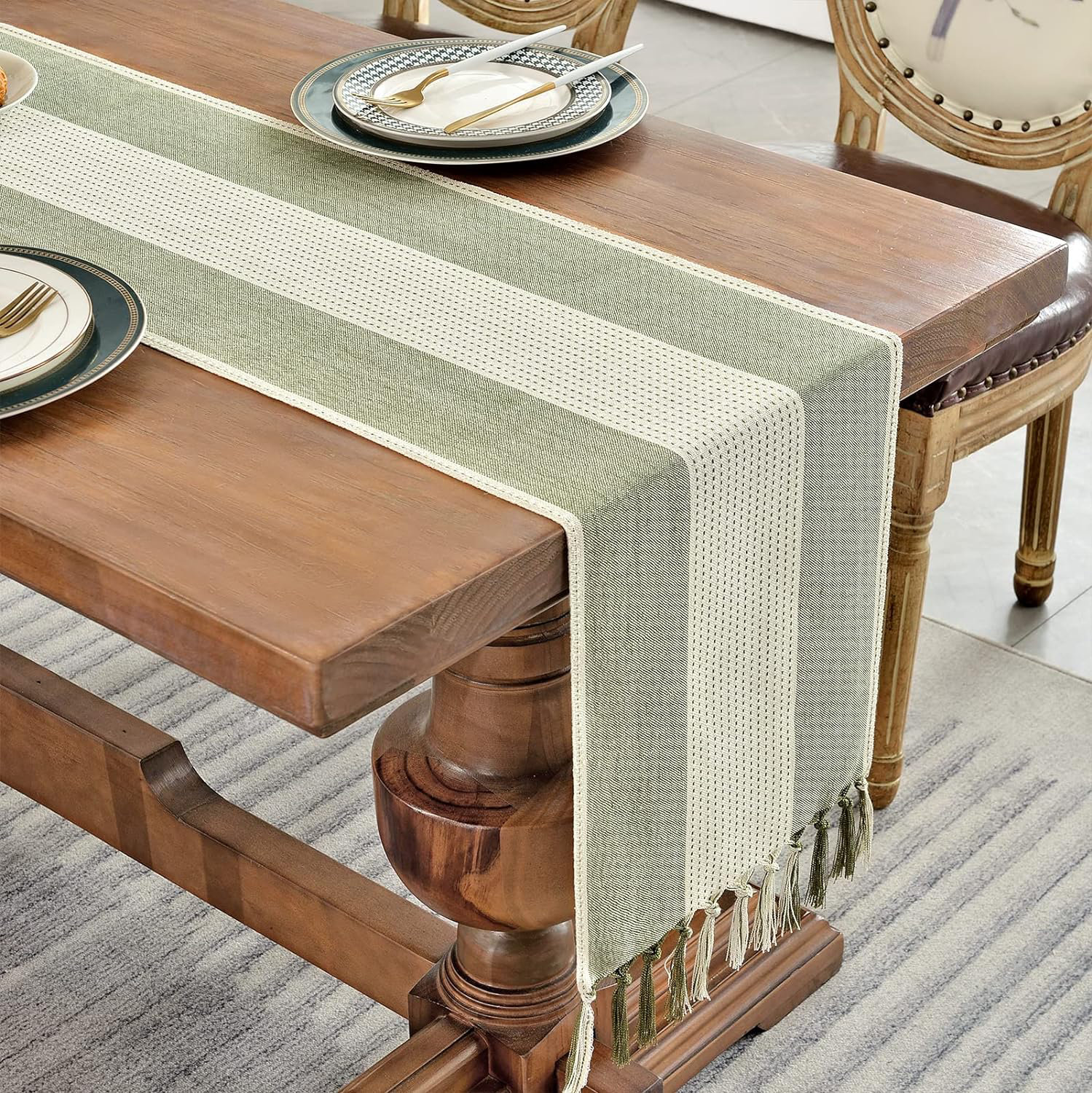 Gracie Oaks Linen Table Runner, Farmhouse Macrame Table Runners 72 ...