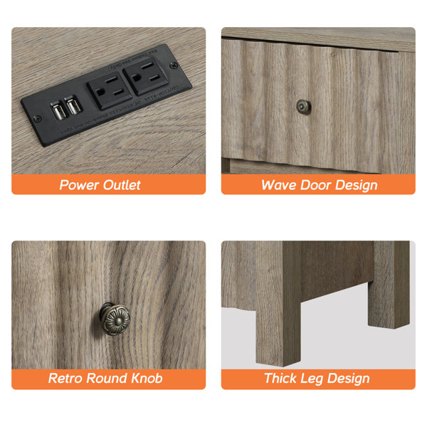 Wrought Studio™ Modern Tv Stand With Charging Staiton For Tvs, Vintage ...