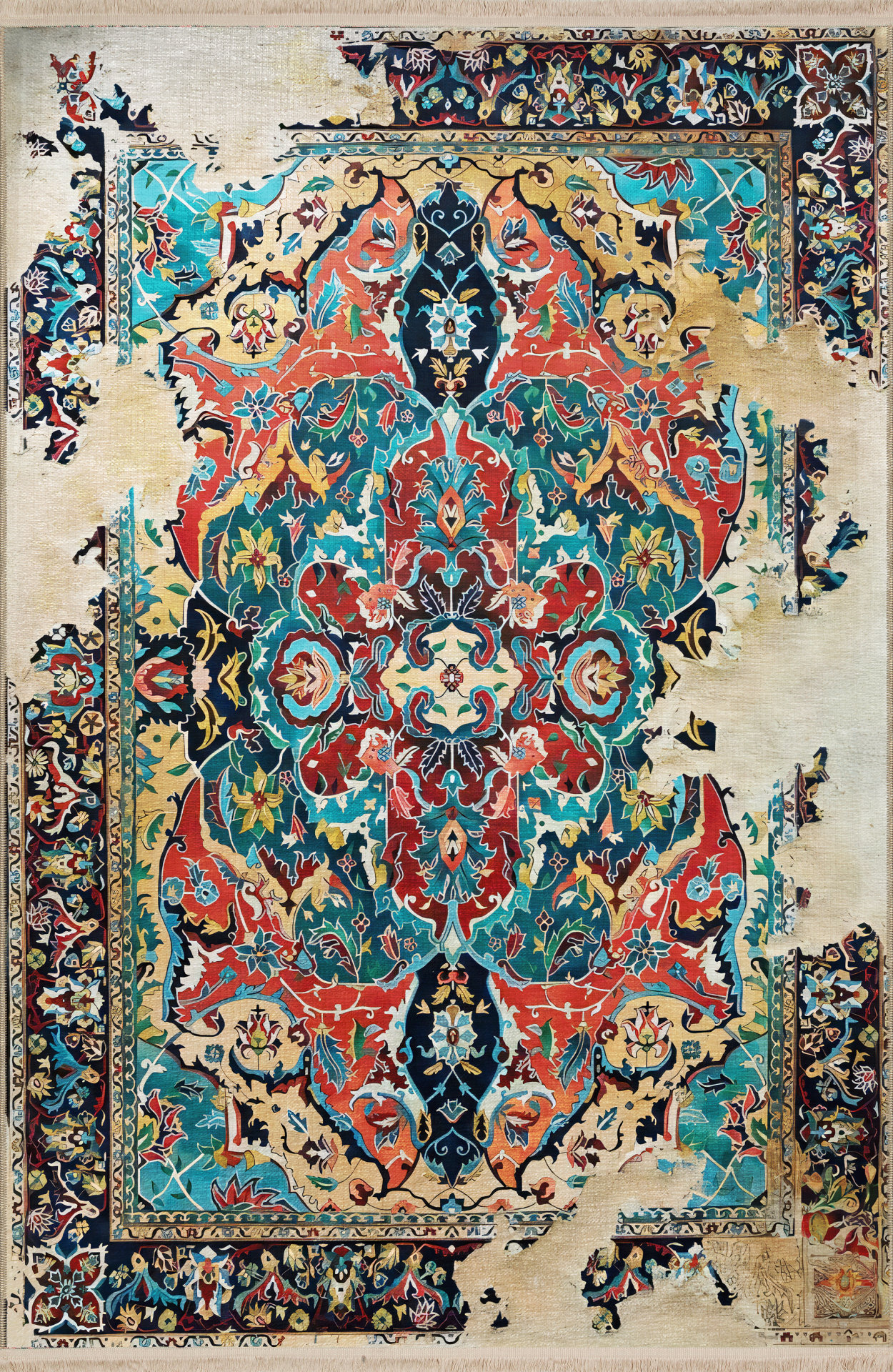 Bloomsbury Market Blue Themed Multi-Colored Abstract Traditional Motif ...